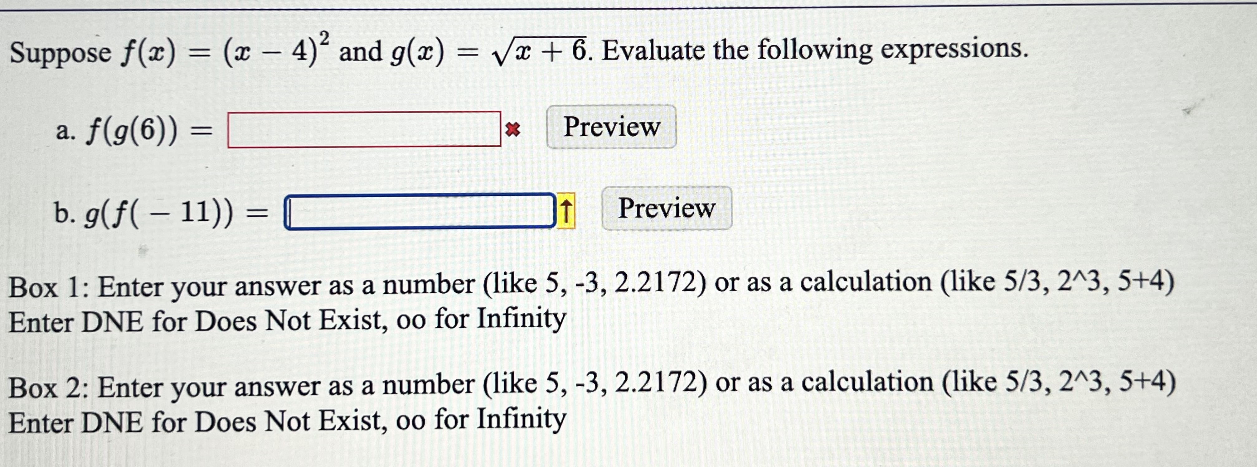 Solved Suppose f(x)=(x−4)2 and g(x)=x+6. Evaluate the | Chegg.com