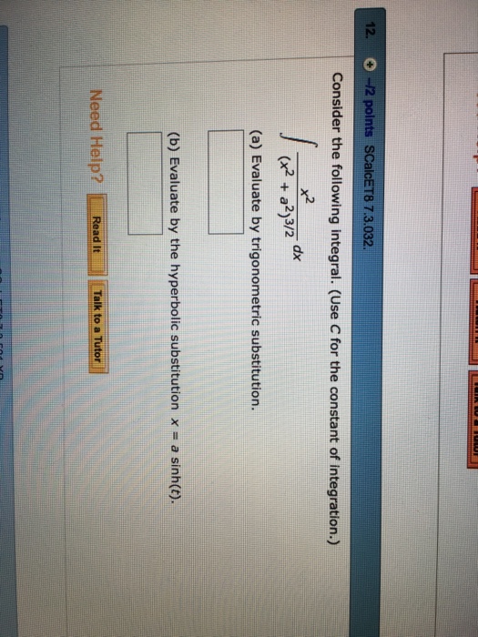 Solved +) 1/2 points ! Previous Answers SCalcET8 7.3.002. | Chegg.com
