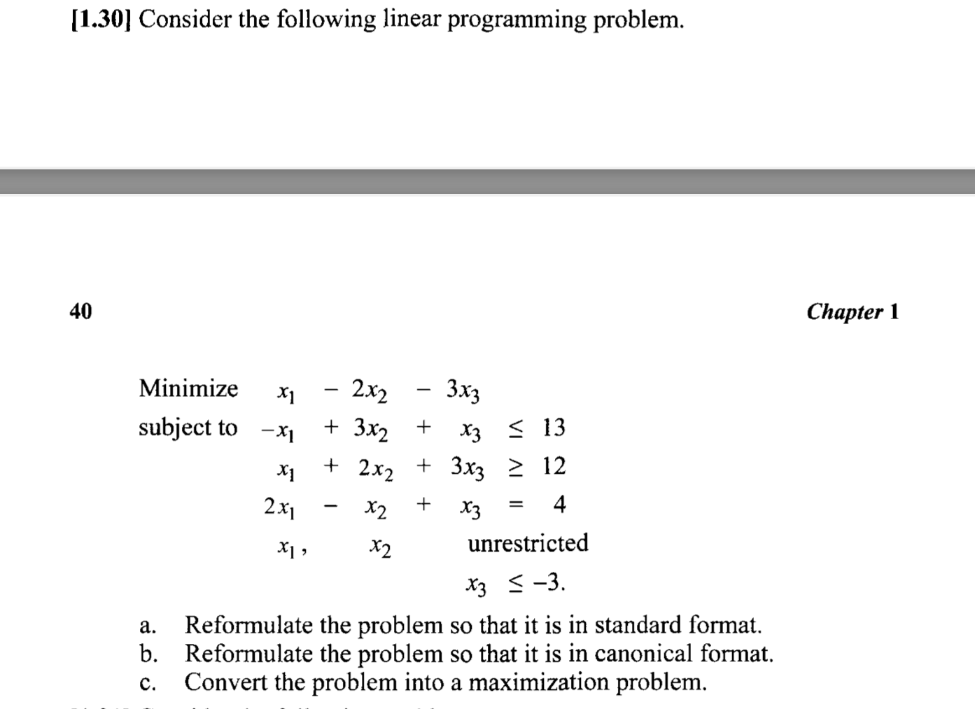 Solved [1 30] Consider The Following Linear Programming