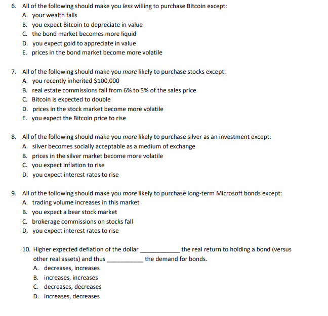 Solved 1. An increase in the volatility and decrease in | Chegg.com