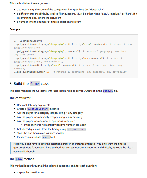 Solved method This method: - displays the question - | Chegg.com