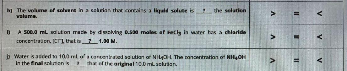 Solved h) The volume of solvent in a solution that contains | Chegg.com