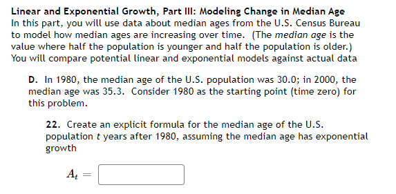Solved Linear and Exponential Growth, Part III: Modeling | Chegg.com