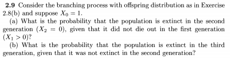 Solved 2.9 Consider the branching process with offspring | Chegg.com