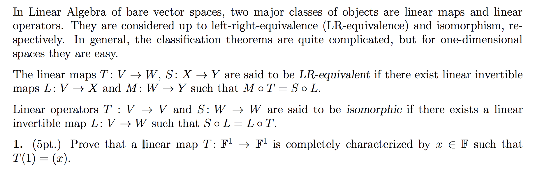 Solved In Linear Algebra of bare vector spaces, two major | Chegg.com