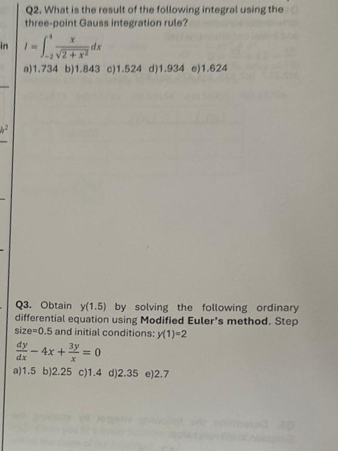 Solved Q2. ﻿What is ﻿the result of ﻿the following integral | Chegg.com