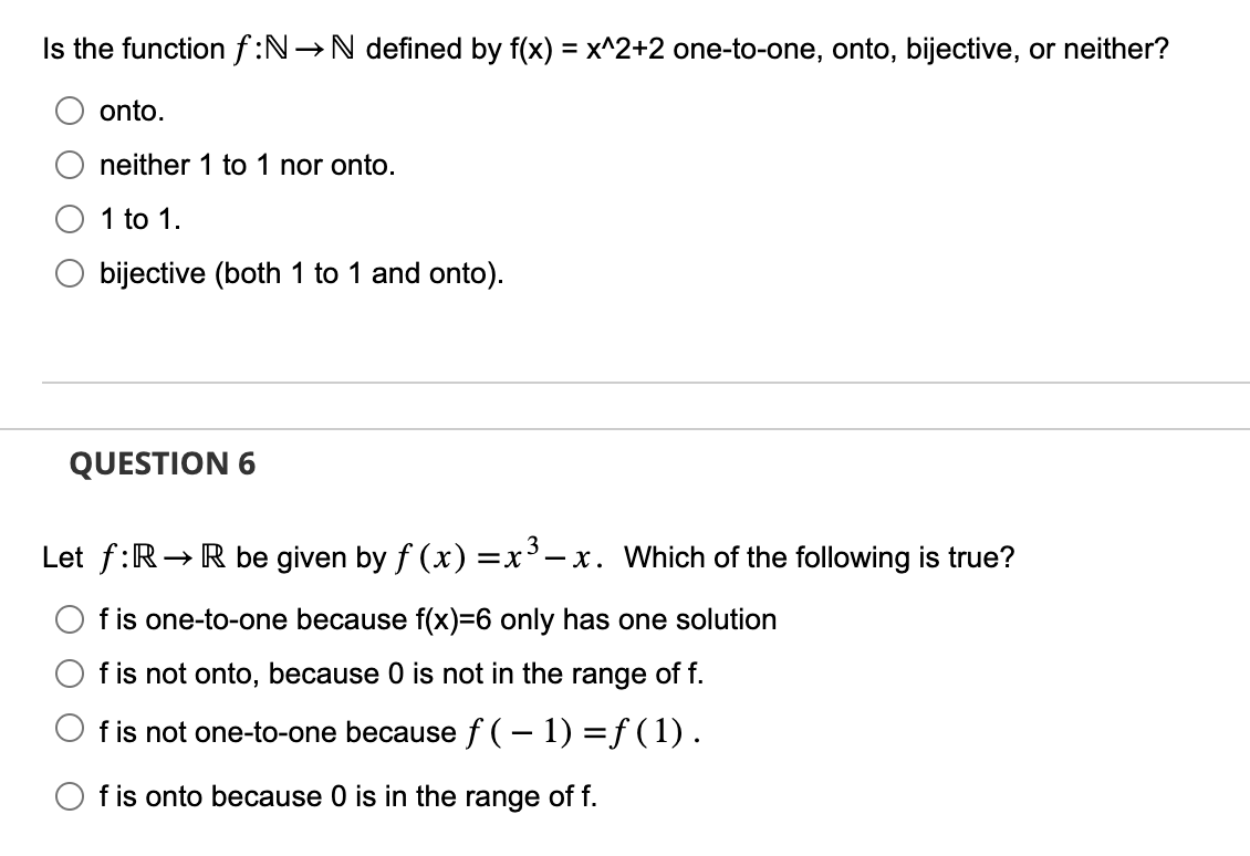Solved Is the function f:N→N defined by f(x)=x∧2+2 | Chegg.com
