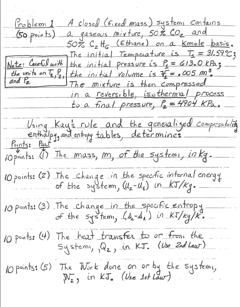 Solved (50 points) a Problem 1 A closed (fixed mass) system | Chegg.com