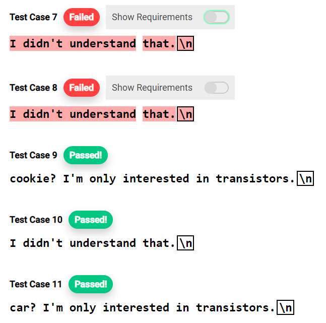 Solved 20 points Create a basic chat bot. All input will | Chegg.com