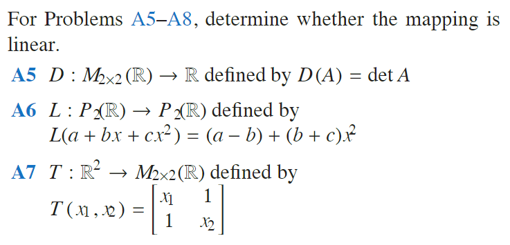 Solved For Problems A5-A8, determine whether the mapping is | Chegg.com