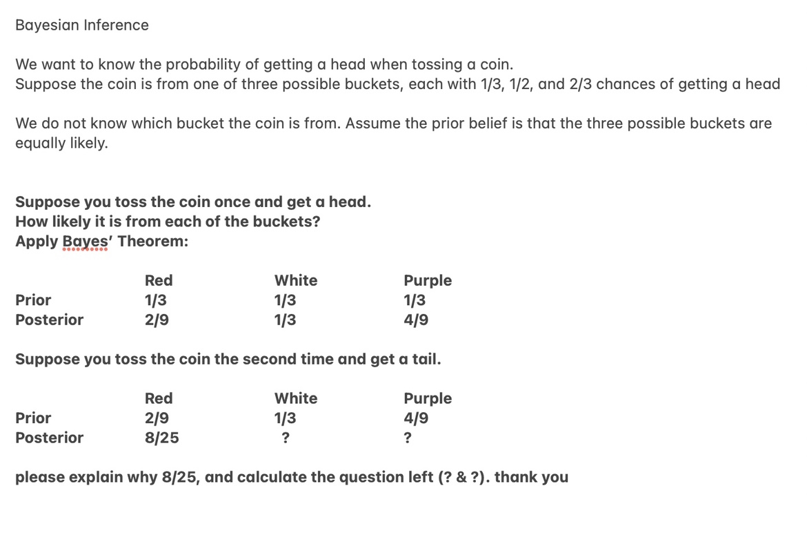 Solved Bayesian Inference We want to know the probability of | Chegg.com
