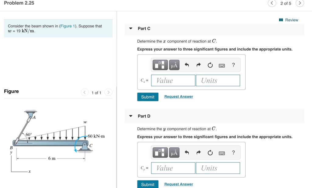 Solved Problem 2.25 2 of 5 Review Consider the beam shown in | Chegg.com