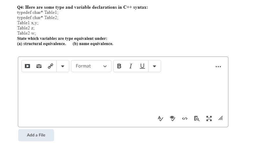 Solved Q4: Here are some type and variable declarations in | Chegg.com