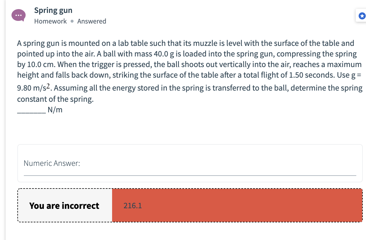 Solved Spring gun Homework. Answered A spring gun is mounted | Chegg.com