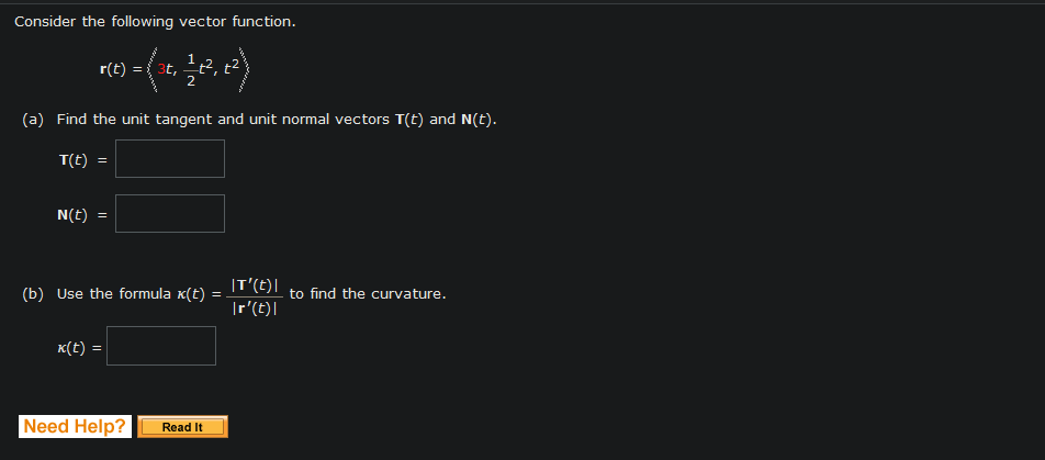 Solved Consider the following vector function. | Chegg.com
