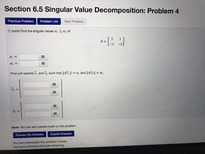Solved Section 65 Singular Value Decomposition Problem 2 1956