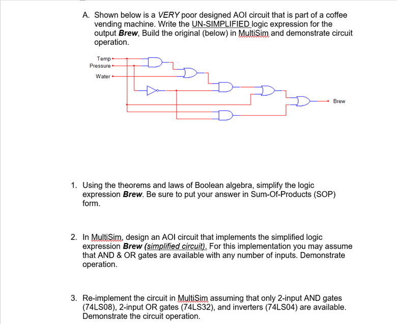 Solved A. Shown below is a VERY poor designed AOI circuit | Chegg.com