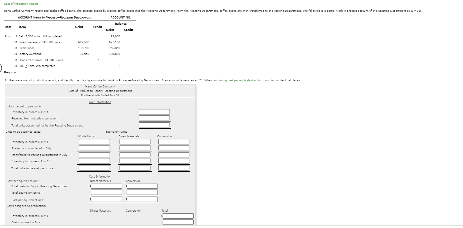 Solved Cost of Production Report Change in direct materials | Chegg.com