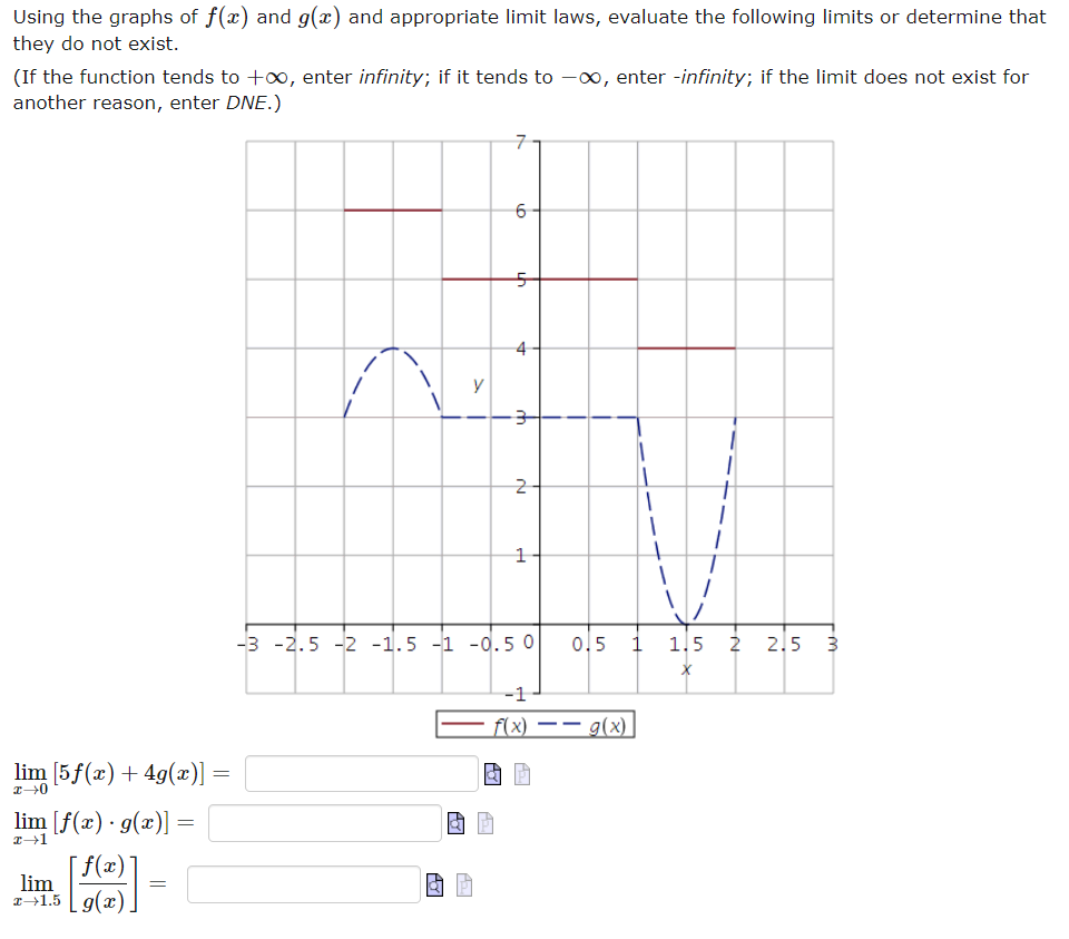 Solved Using the graphs of f(x) and g(x) and appropriate | Chegg.com