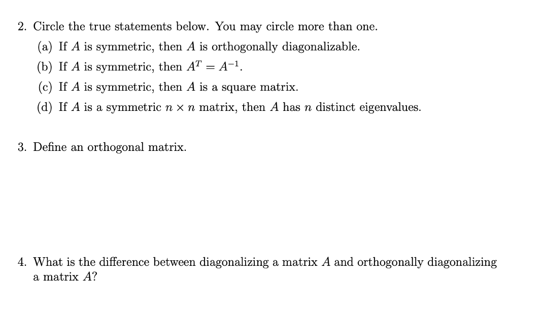Solved 2. Circle the true statements below. You may circle | Chegg.com