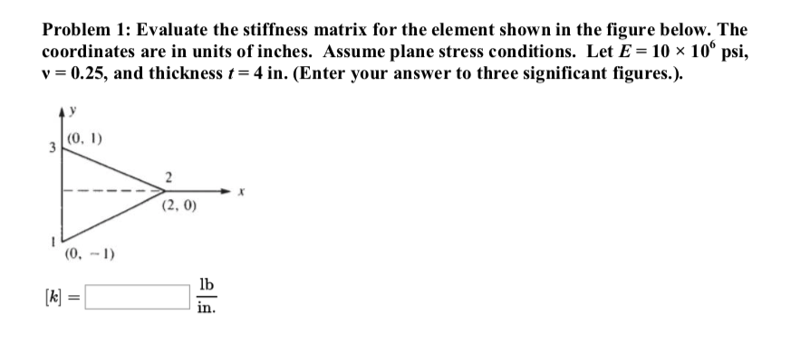 Solved Problem 1: Evaluate the stiffness matrix for the | Chegg.com
