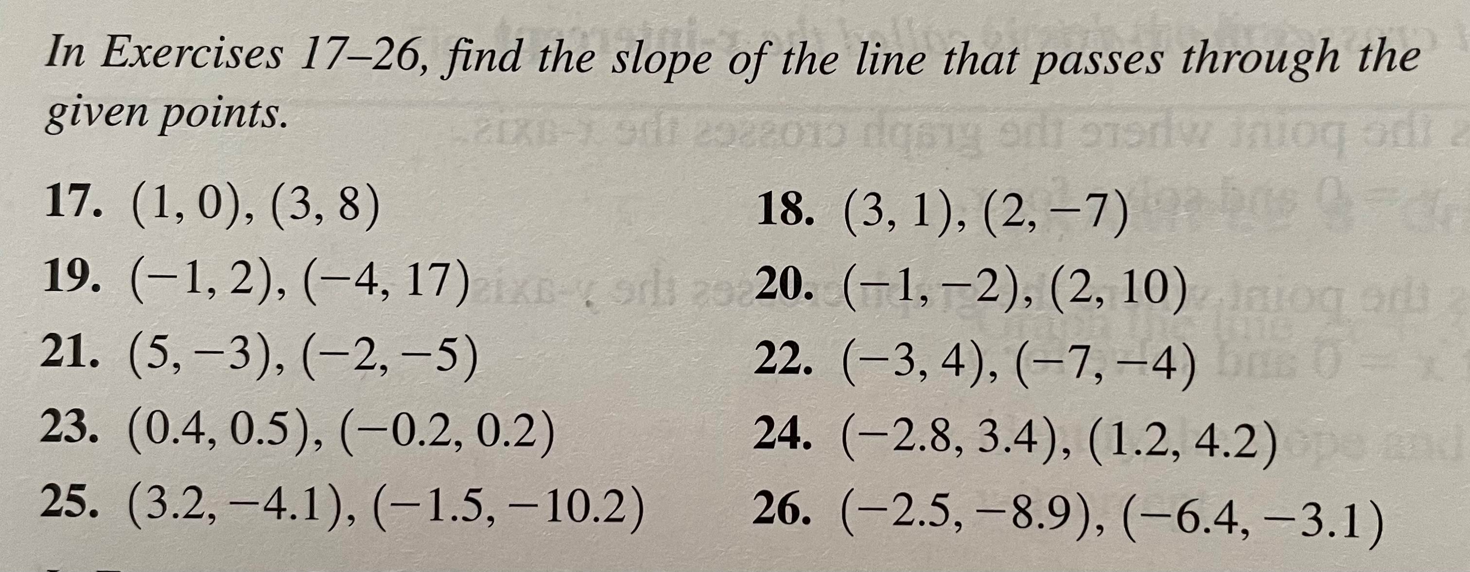 Solved In Exercises 17-26, find the slope of the line that | Chegg.com