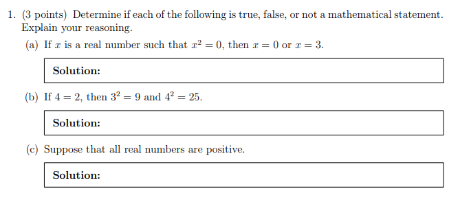 Solved 1. (3 points) Determine if each of the following is | Chegg.com