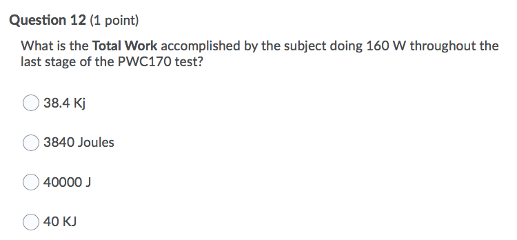 Question 12 (1 point) What is the Total Work | Chegg.com