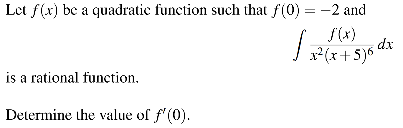 Solved Let f(x) be a quadratic function such that f(0)=−2 | Chegg.com