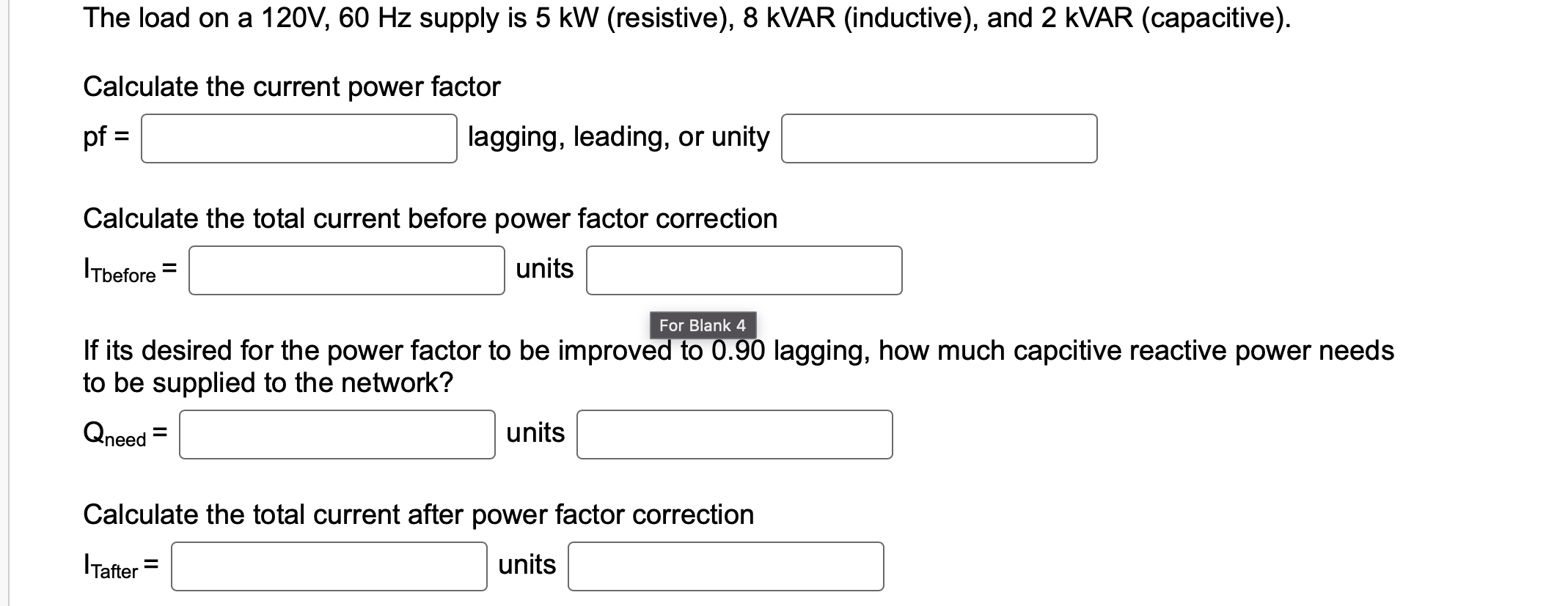 Solved The load on a 120V,60Hz ﻿supply is | Chegg.com