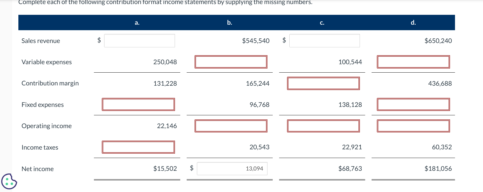 Solved Complete each of the following contribution format | Chegg.com