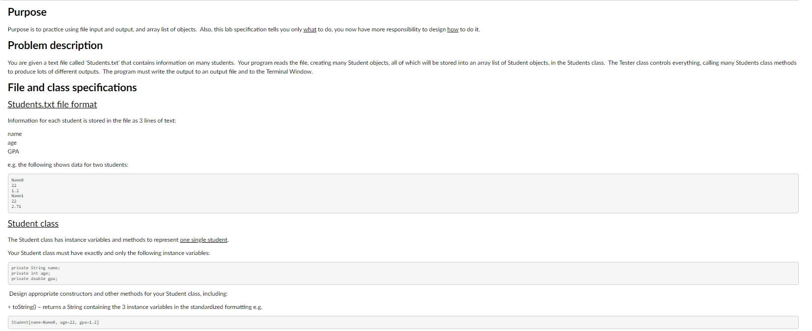 Solved Purpose is to practice using file input and output, | Chegg.com