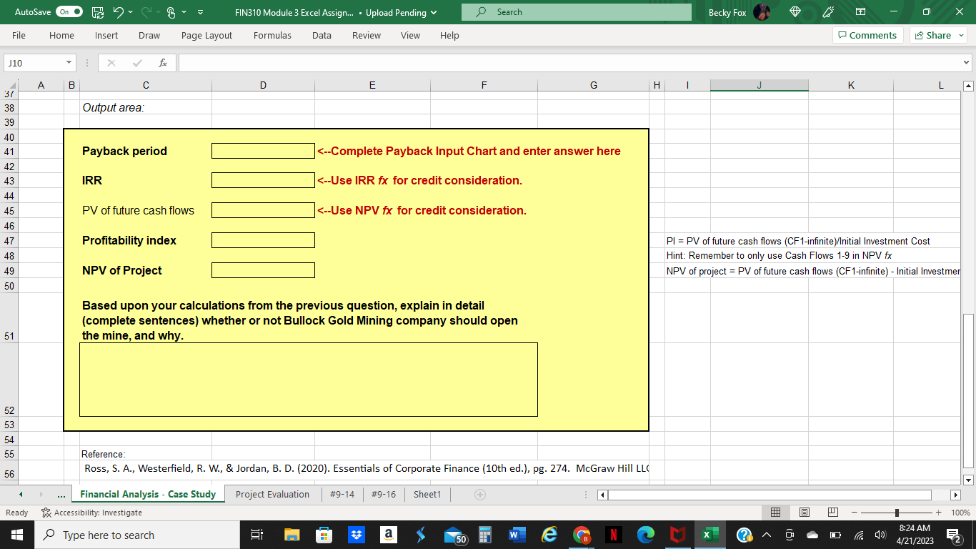 Solved Payback Period Input area:Output area: Payback period | Chegg.com