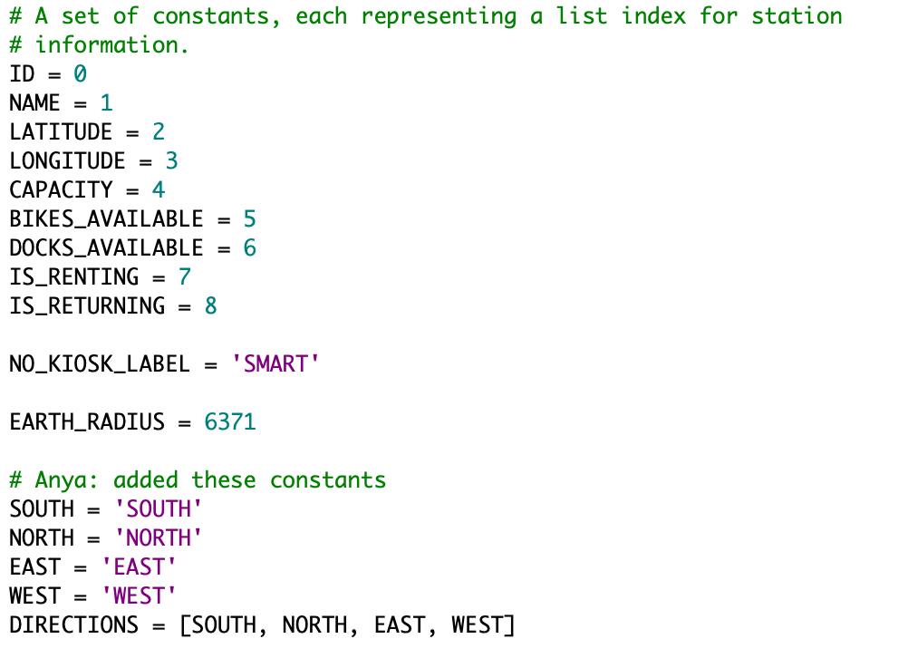 Solved = = # A set of constants, each representing a list | Chegg.com