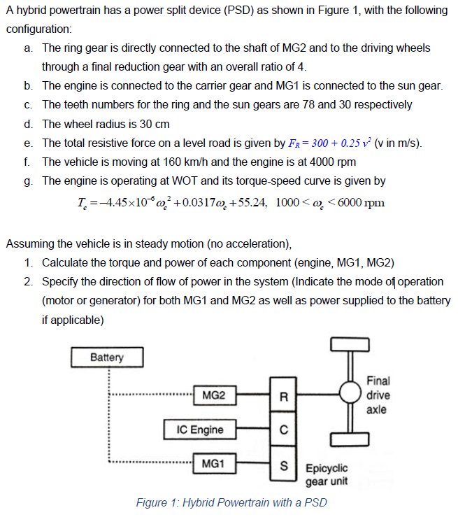 Solved A hybrid powertrain has a power split device (PSD) as | Chegg.com