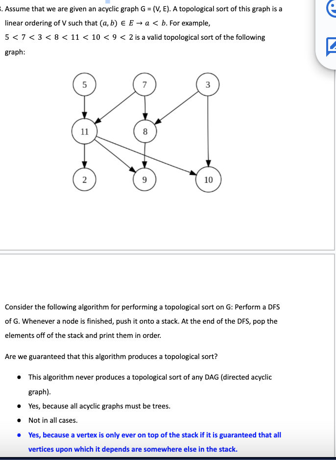 Solved Assume that we are given an acyclic graph G=(V,E). ﻿A | Chegg.com