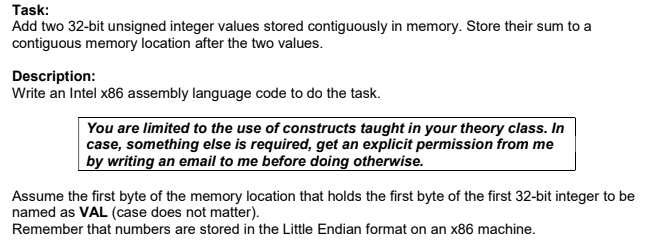 Task Add Two 32 Bit Unsigned Integer Values Stored 9290