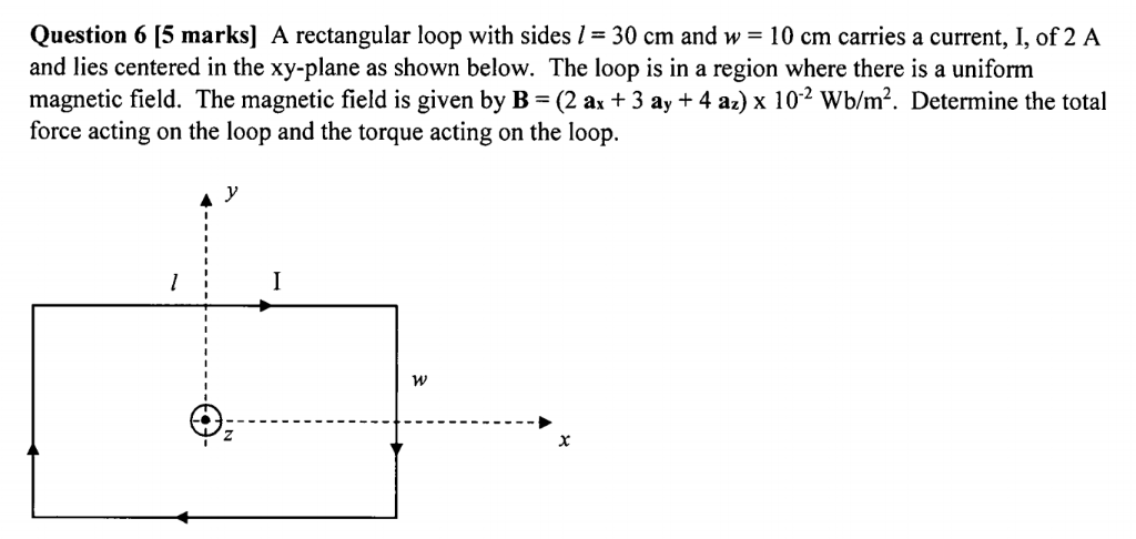 Solved Question 6 [5 marks] A rectangular loop with sides l | Chegg.com