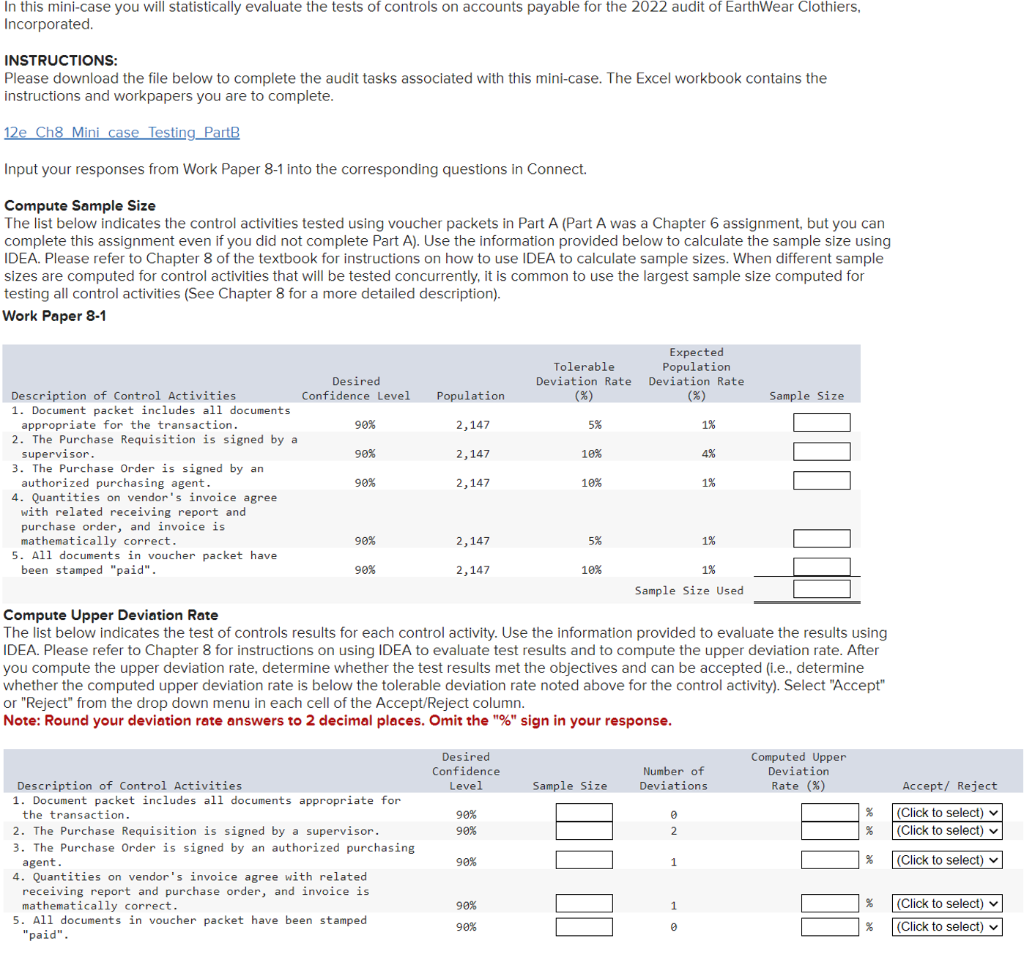 In this mini-case you will statistically evaluate the | Chegg.com