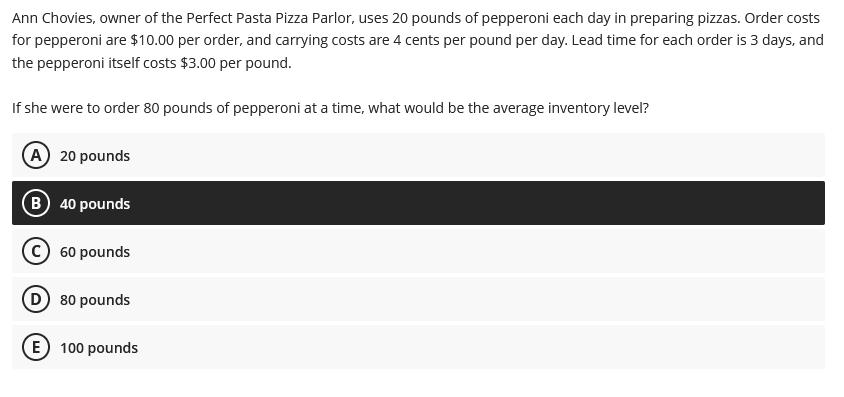 Solved Ann Chovies, owner of the Perfect Pasta Pizza Parlor, | Chegg.com