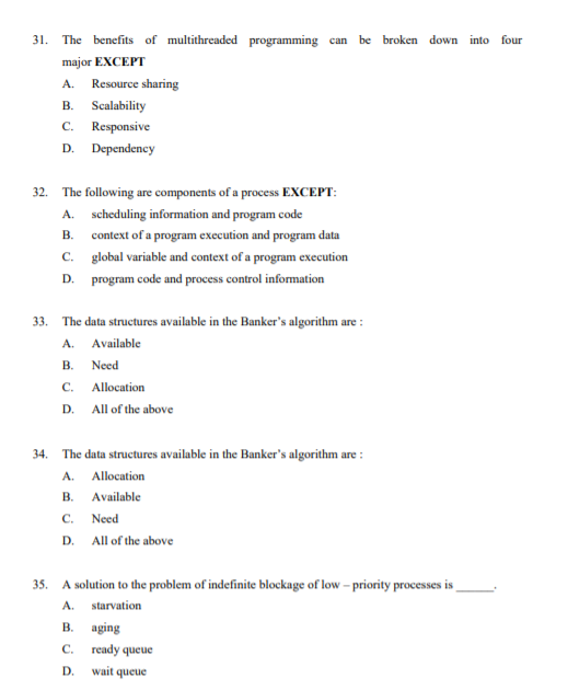 Solved four 31. The benefits of multithreaded programming | Chegg.com
