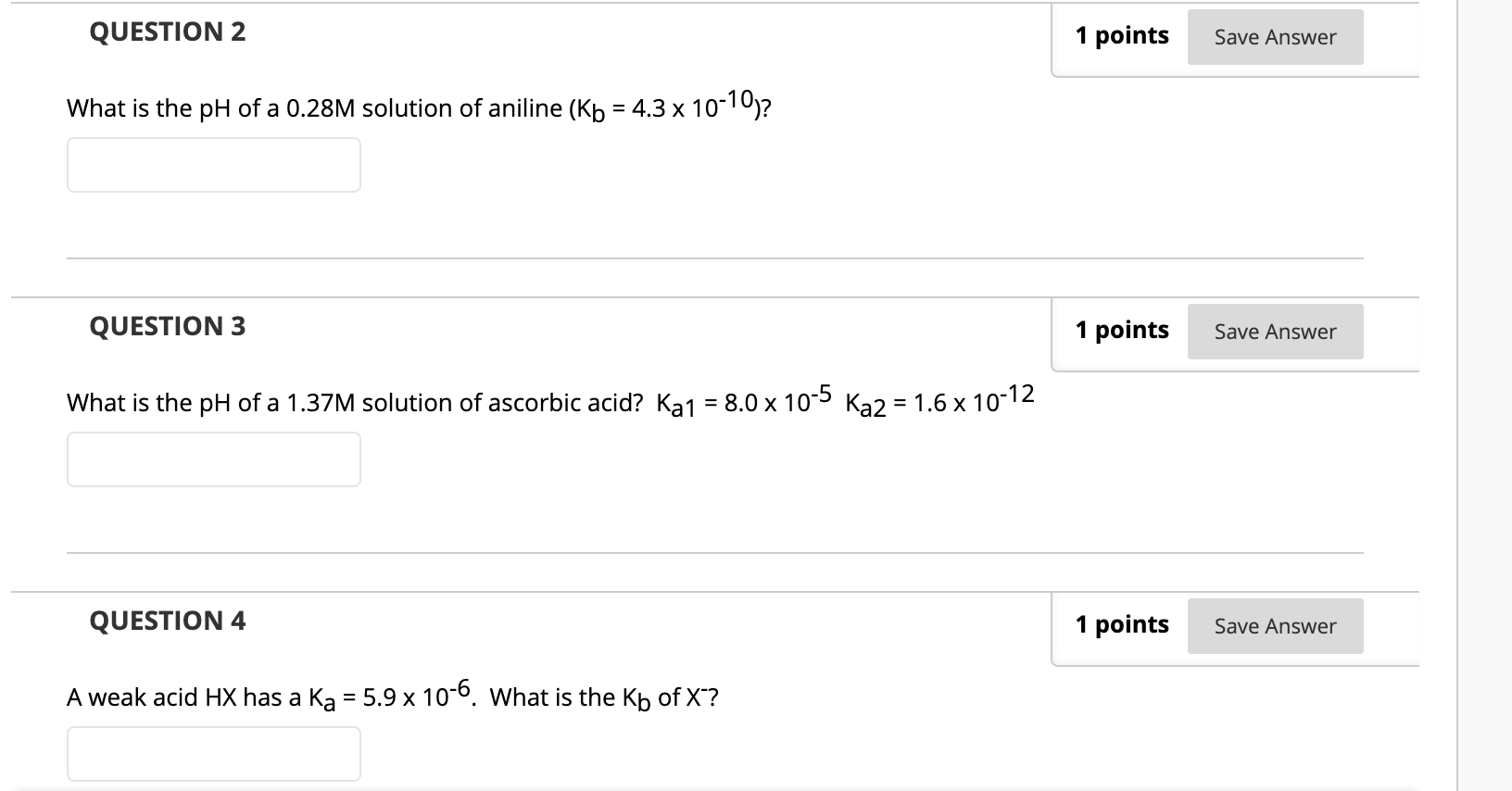 Solved 1. What is the pH of a 0.28M solution of aniline (Kb | Chegg.com