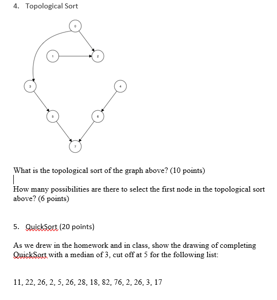 4. Topological Sort What is the topological sort of | Chegg.com