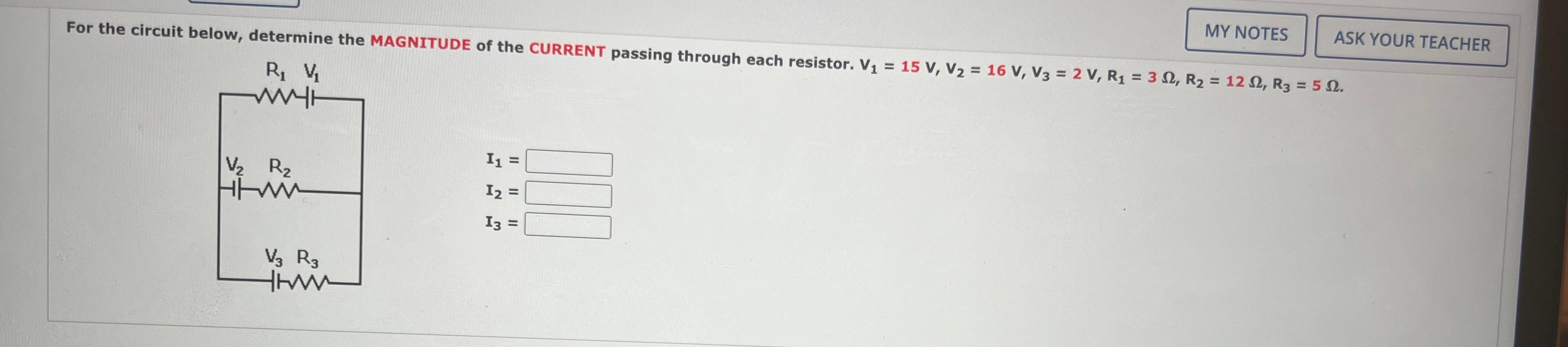Solved For the circuit below, determine the current passing | Chegg.com
