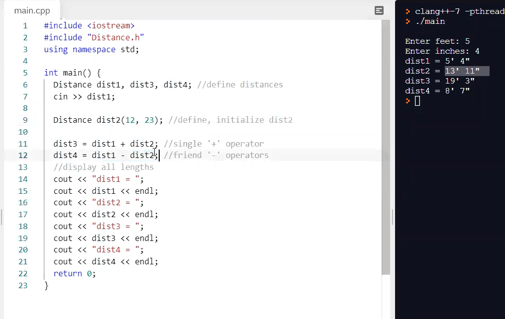 Solved The class Distance is defined below: class Distance | Chegg.com