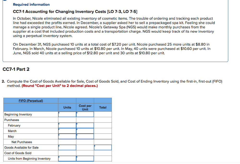 Solved Required information CC7-1 Accounting for Changing | Chegg.com