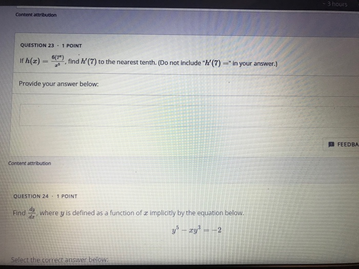 Solved 3 hours Content attribution QUESTION 23. 1 POINT If | Chegg.com
