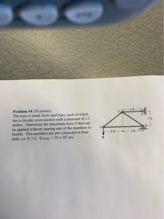 Solved Problem #4 (20 points): The truss is made from steel | Chegg.com