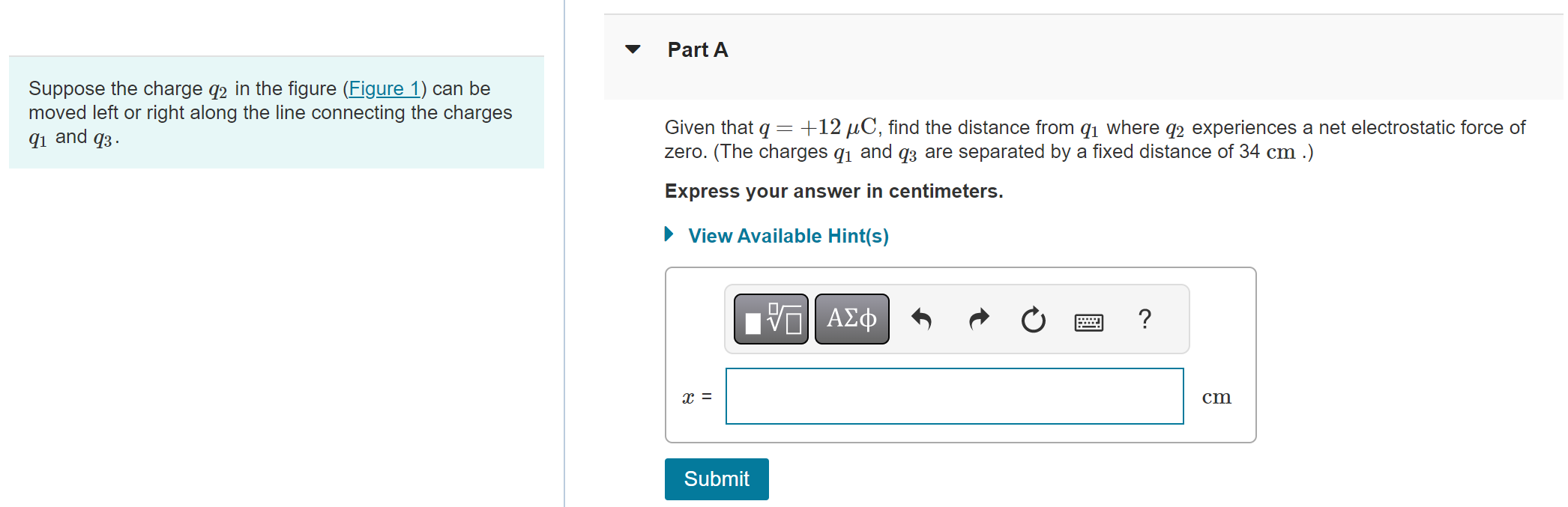 Solved Suppose the charge q2 in the figure । can be moved | Chegg.com
