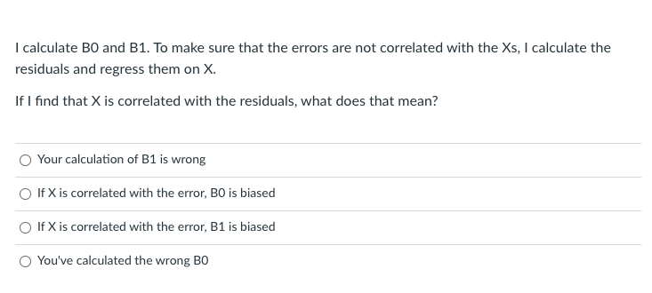 Solved I calculate B0 and B1. To make sure that the errors | Chegg.com
